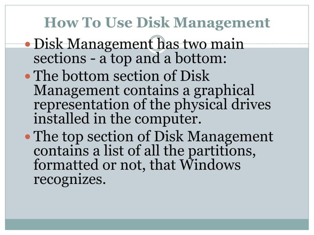 Disk Management (DM) | PPTX | Operating Systems | Computer Software and Applications
