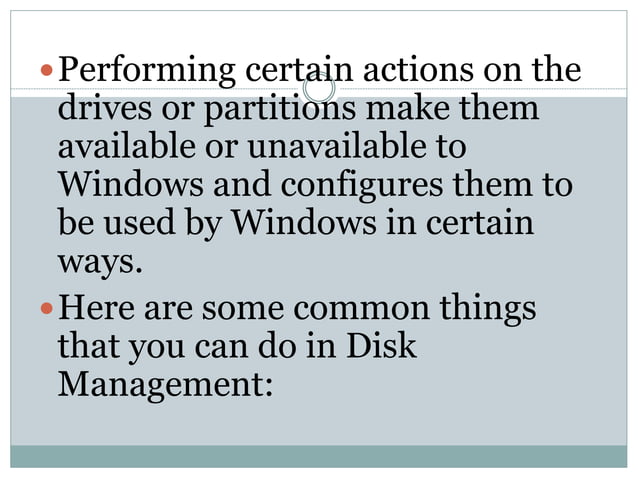 Disk Management (DM) | PPTX | Operating Systems | Computer Software and Applications