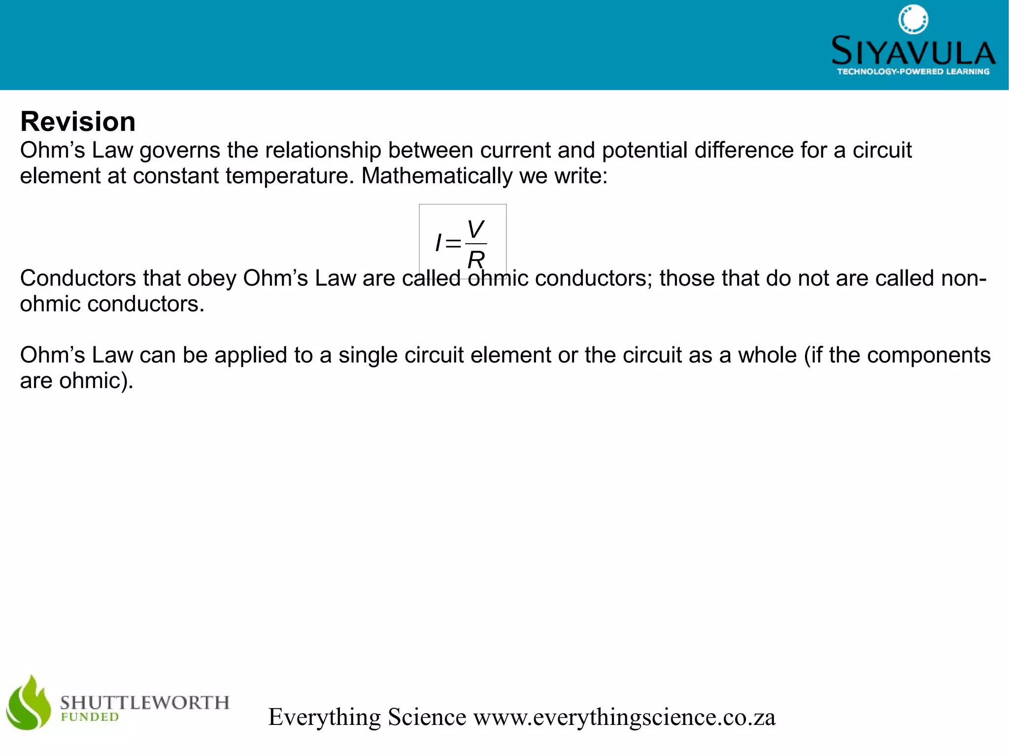 Electric circuits - grade 12 | ODP