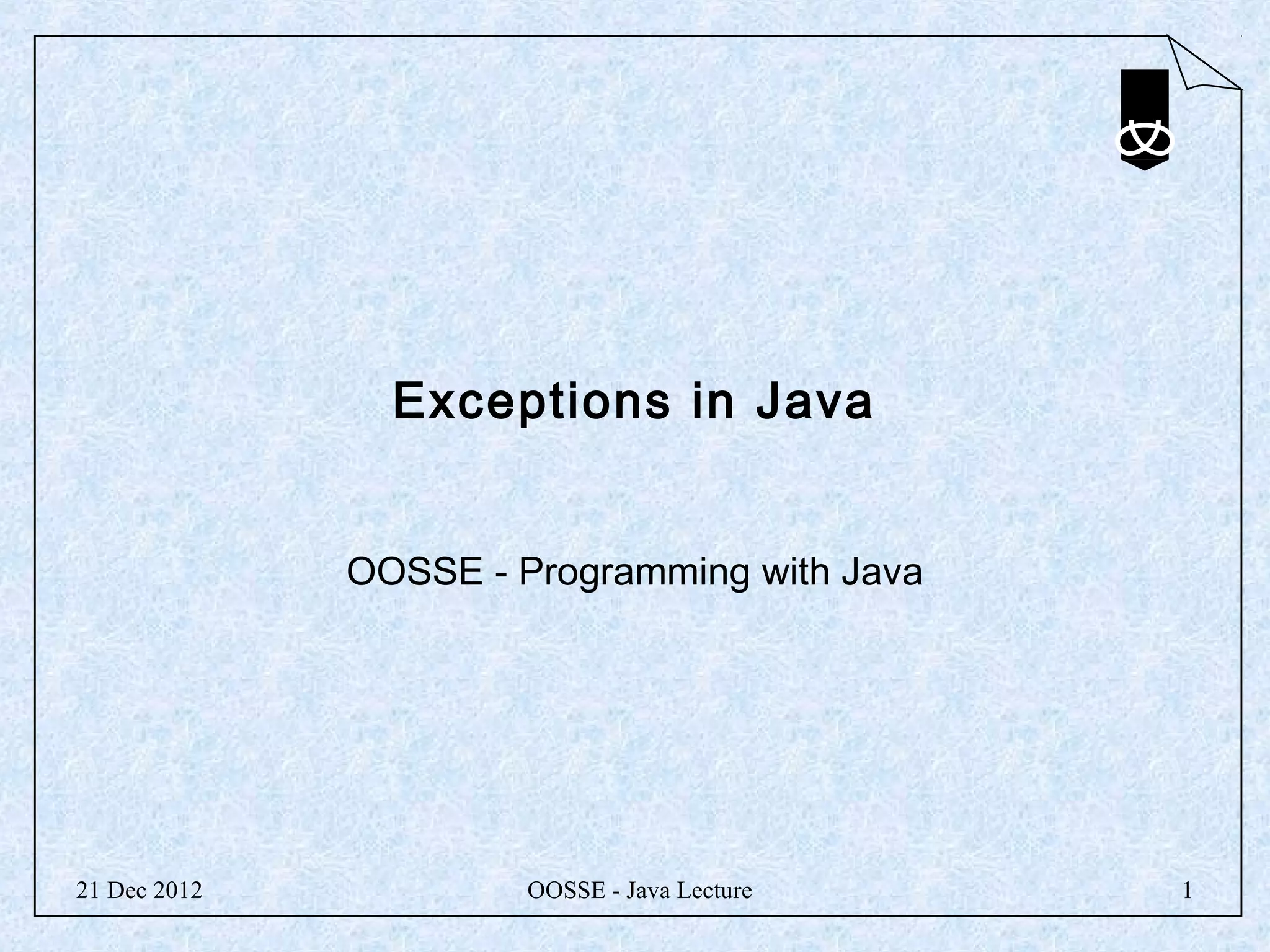 10 exceptionsin java | PPT