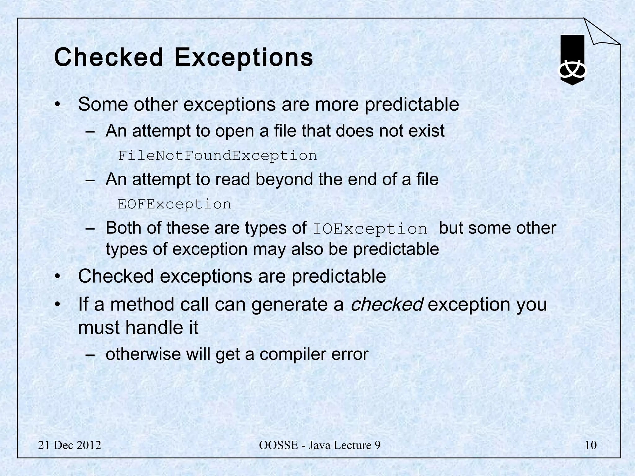 10 exceptionsin java | PPT