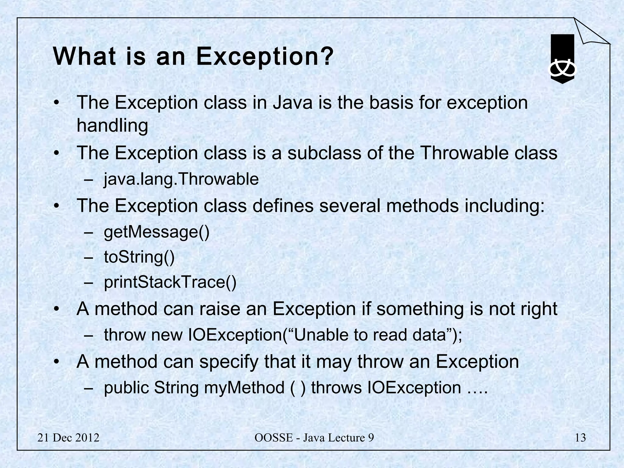 10 exceptionsin java | PPT