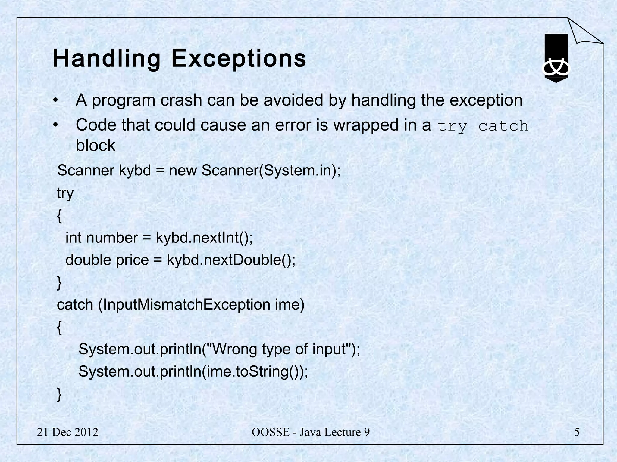10 exceptionsin java | PPT