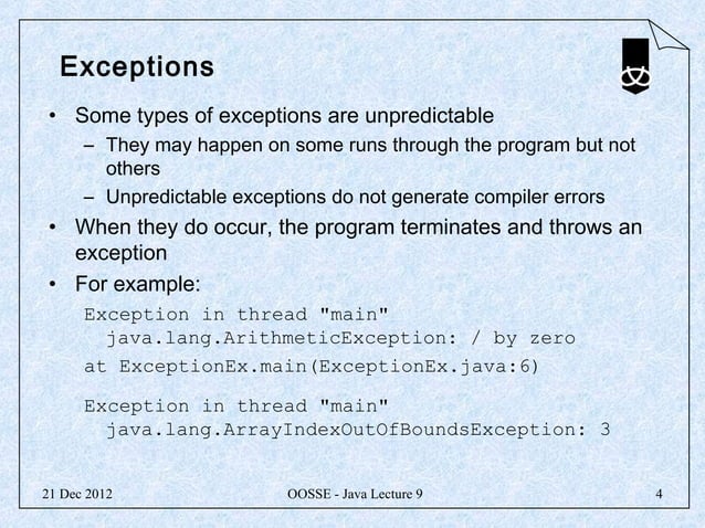10 exceptionsin java | PPT