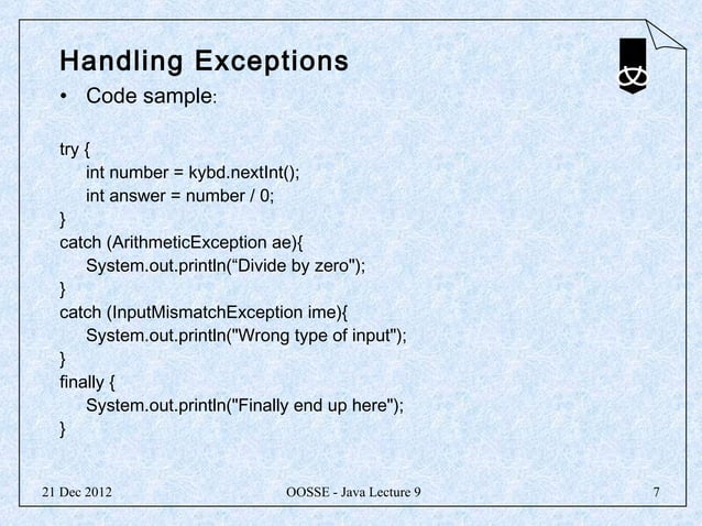 10 exceptionsin java | PPT