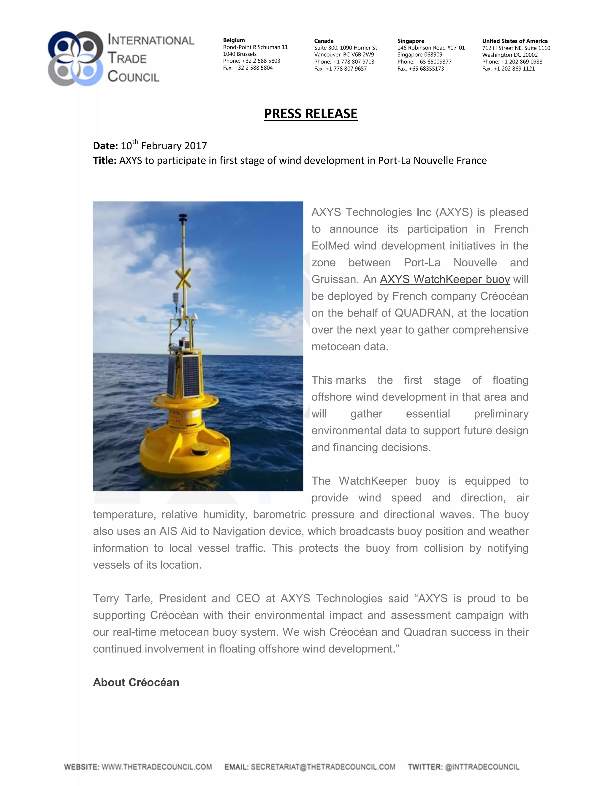 AXYS to participate in first stage of wind development in Port-La ...