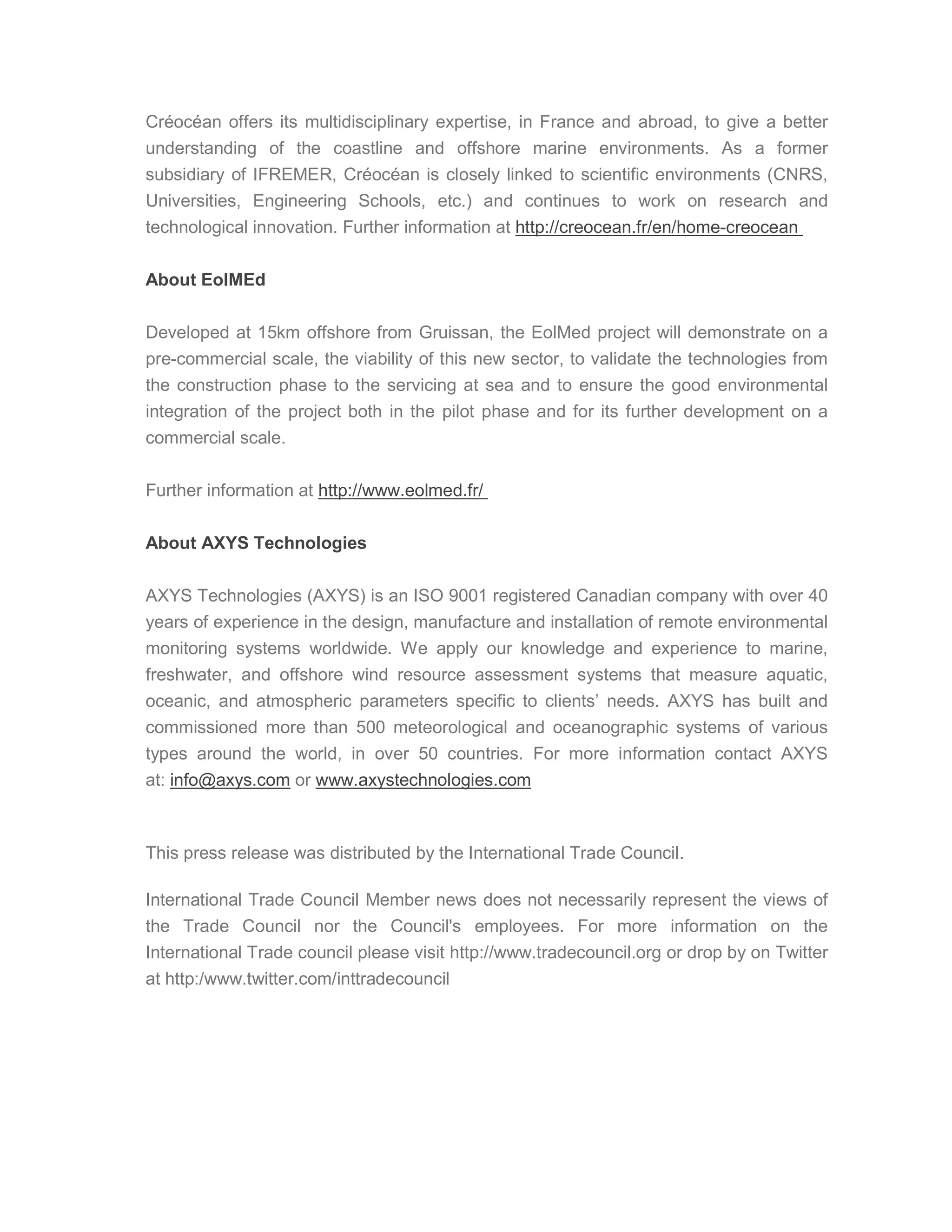 AXYS to participate in first stage of wind development in Port-La ...