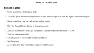 SPM Chemistry Group 18 Noble Gases Notes | PPTX