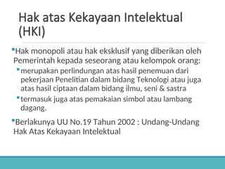 10 - Hak Kekayaan Intelektual (HKI) PPTX | PPT