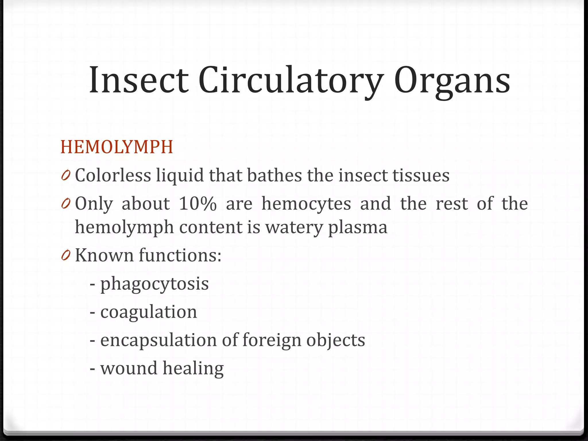 Summary on Insect Circulatory System | PDF