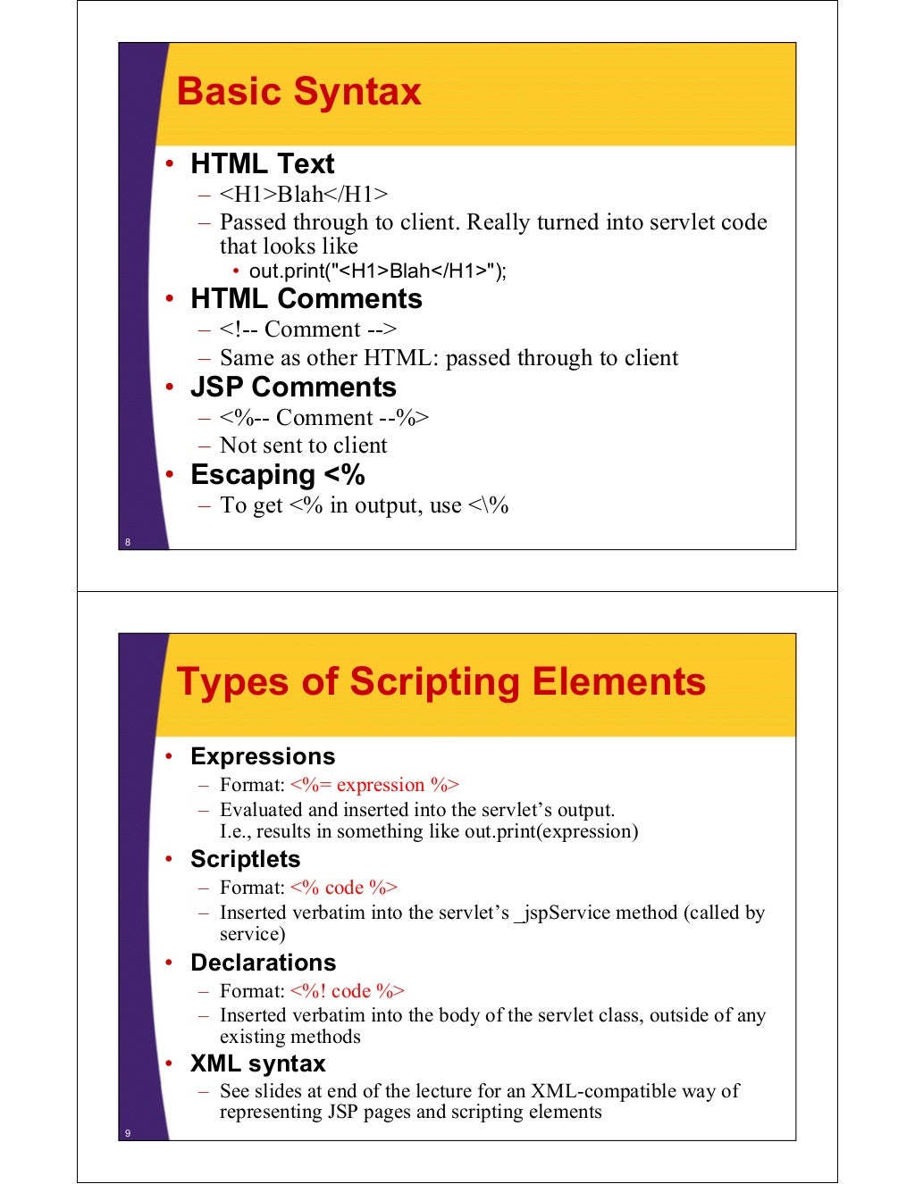 10 Jsp Scripting Elements