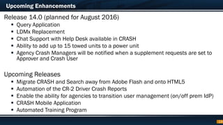 CRASH Program Updates and Dashboards to Access Data | PDF