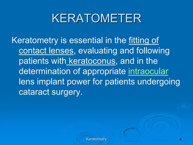 keratometry | PPT | Eye and Vision Conditions | Diseases and Conditions