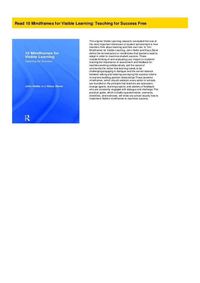 10 mindframes for visible learning teaching for success - collectorpasa