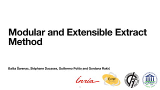 Modular and Extensible Extract Method. Talk from ESUG 2024 | PPT