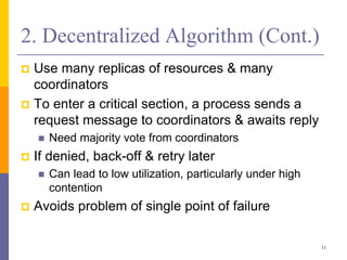 Mutual Exclusion in Distributed Memory Systems | PPTX
