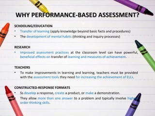 Performance-based assessment | PPT | Standardized Testing | Educational ...