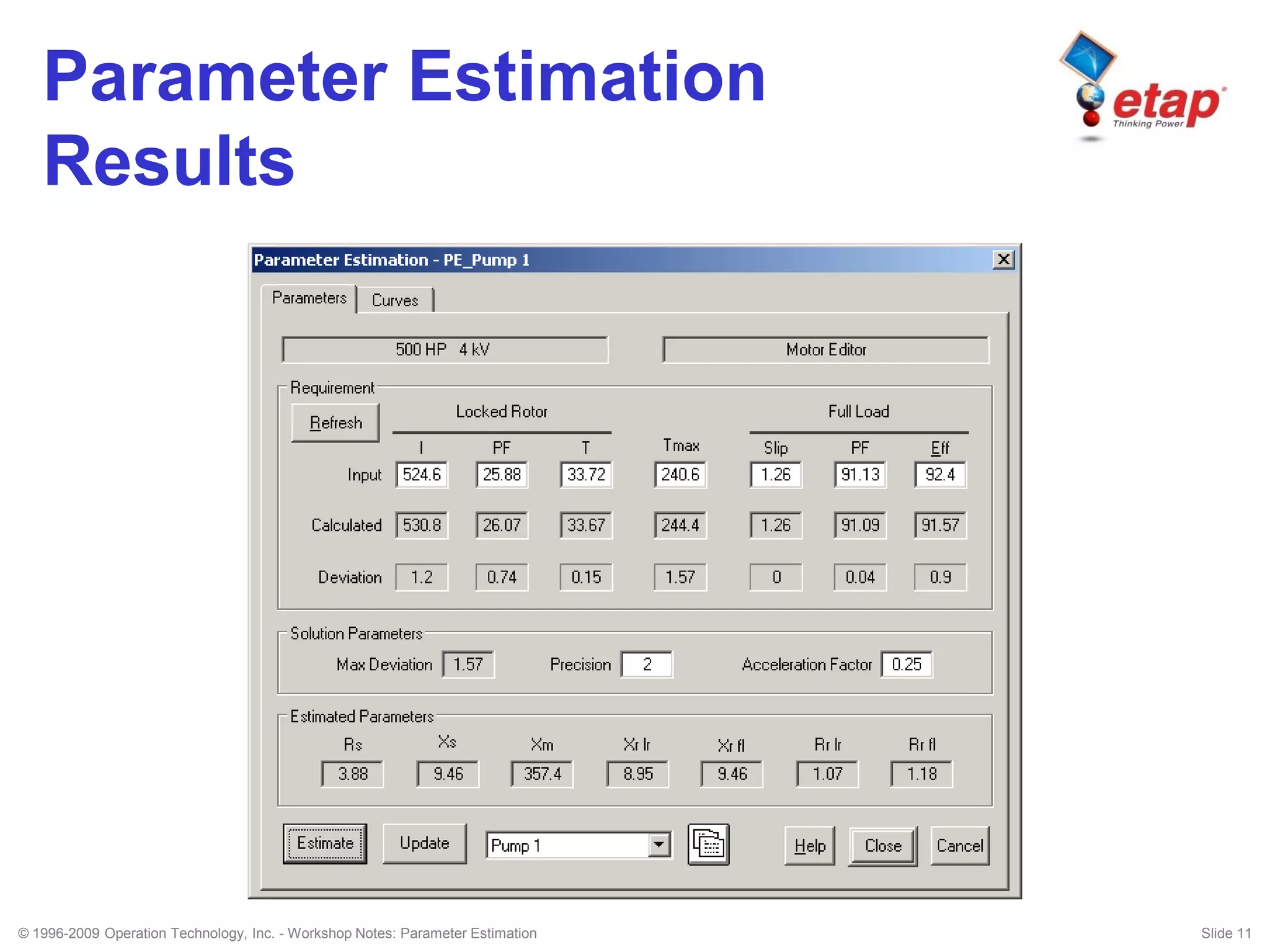 ETAP - parameter estimation | PDF