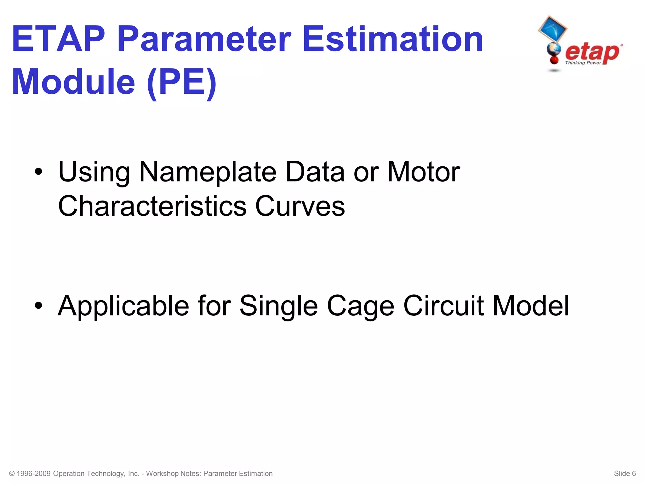 ETAP - parameter estimation | PDF