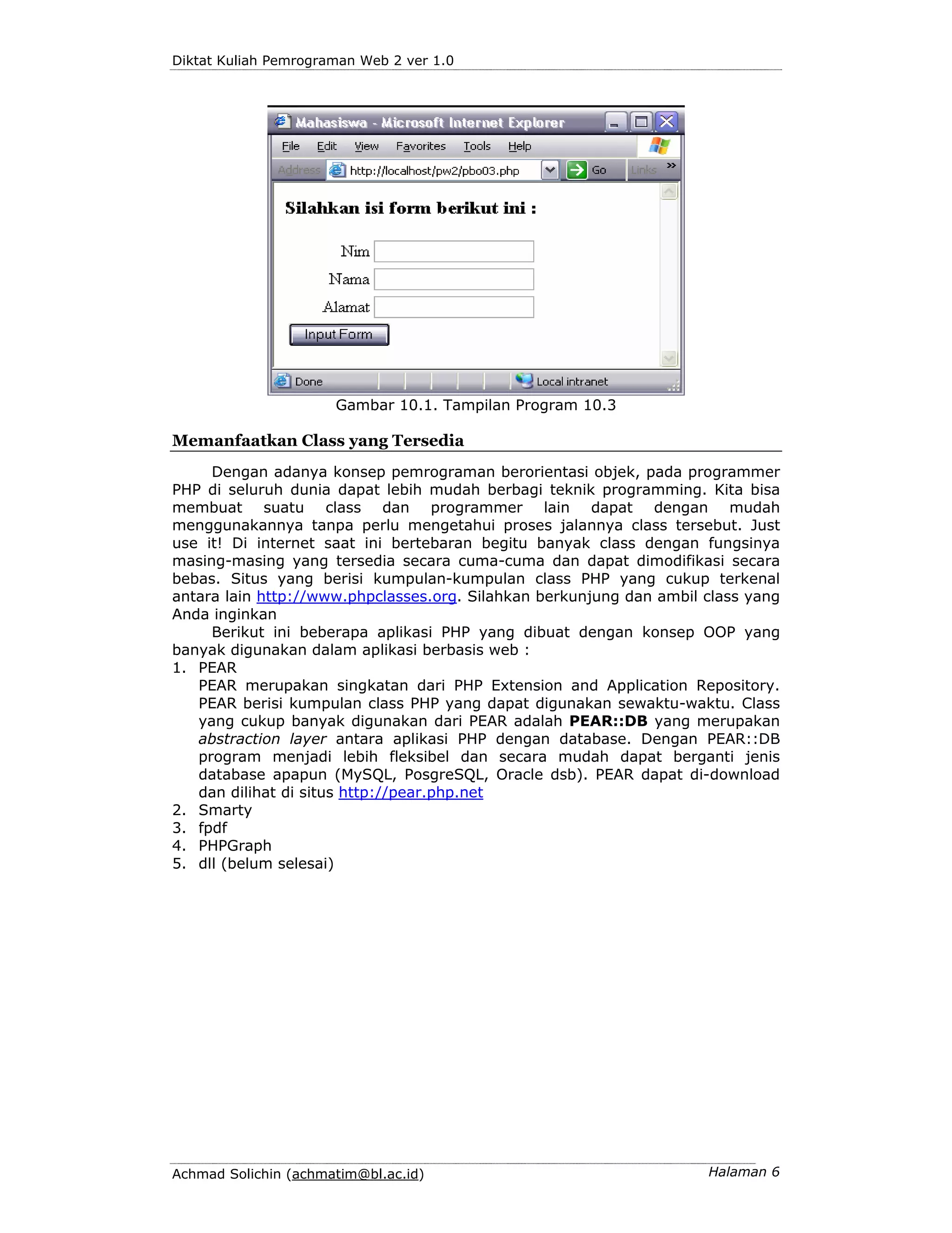 10 pemrograman berorientasi objek di php | PDF