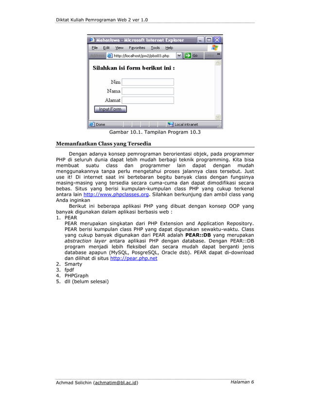 10 pemrograman berorientasi objek di php | PDF