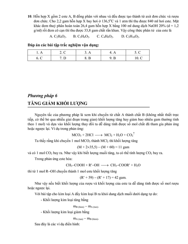 10 phuong-phap-giai-nhanh-bai-tap-trac-nghiem-hoa-hoc | PDF