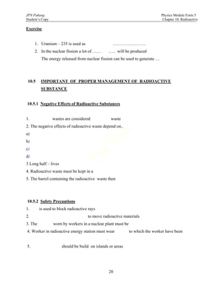 SPM PHYSICS FORM 5 radioactivity | PDF