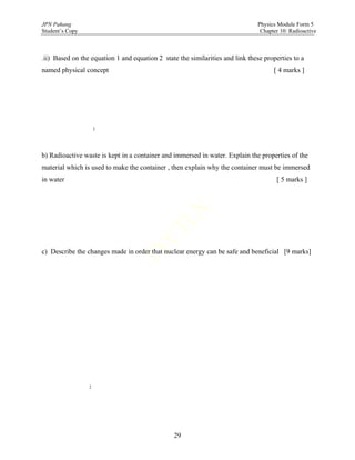 SPM PHYSICS FORM 5 radioactivity | PDF