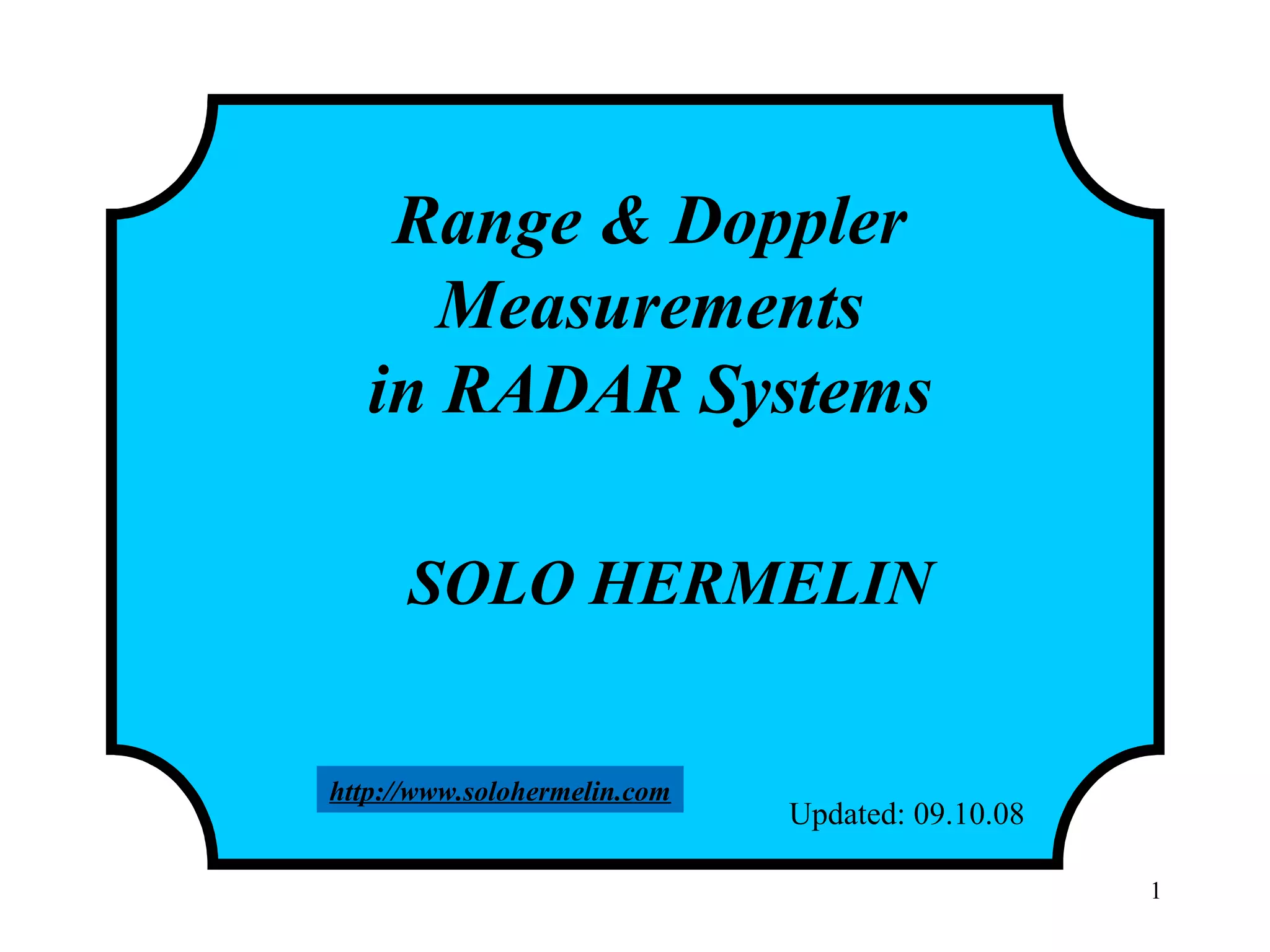 10 range and doppler measurements in radar systems | PPT