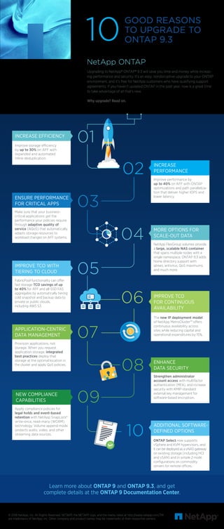 10 Good Reasons to Upgrade to ONTAP 9.3 | PDF