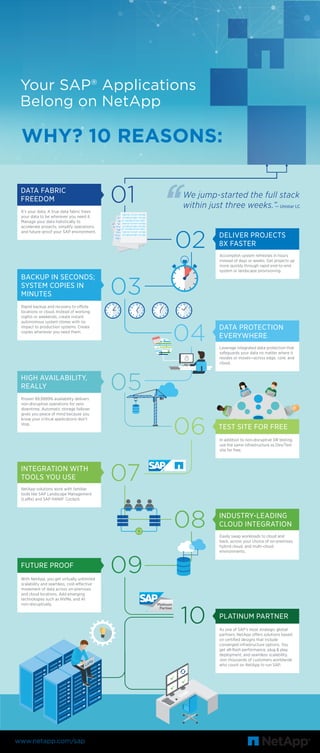 10 Reasons Why Your SAP Applications Belong on NetApp | PDF