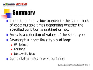 10. session 10 loops and arrays | PPTX | Web Development | Internet