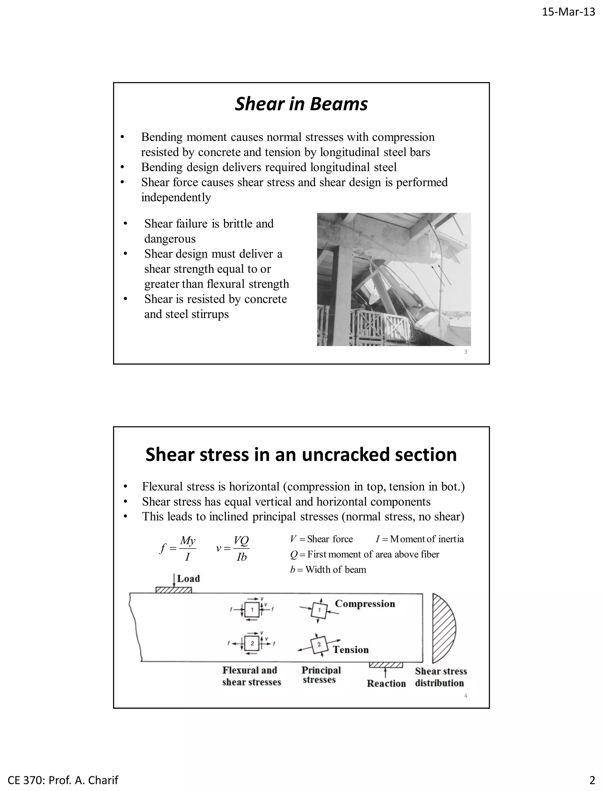 Lec09 Shear in RC Beams (Reinforced Concrete Design I & Prof ...