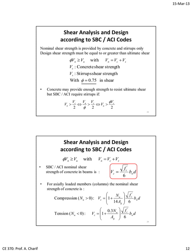 Lec09 Shear in RC Beams (Reinforced Concrete Design I & Prof ...