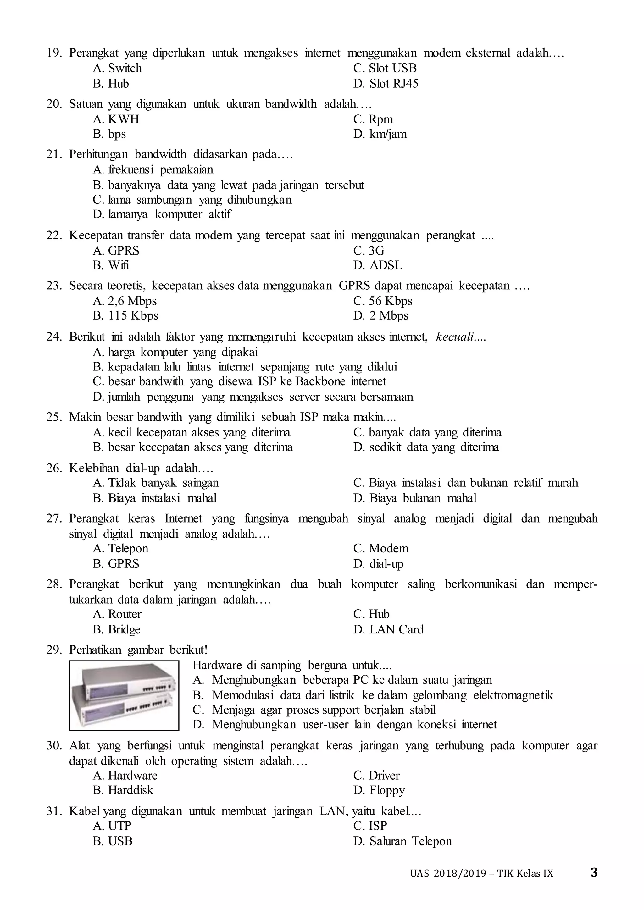 soal uas tik 9 k2006 | PDF