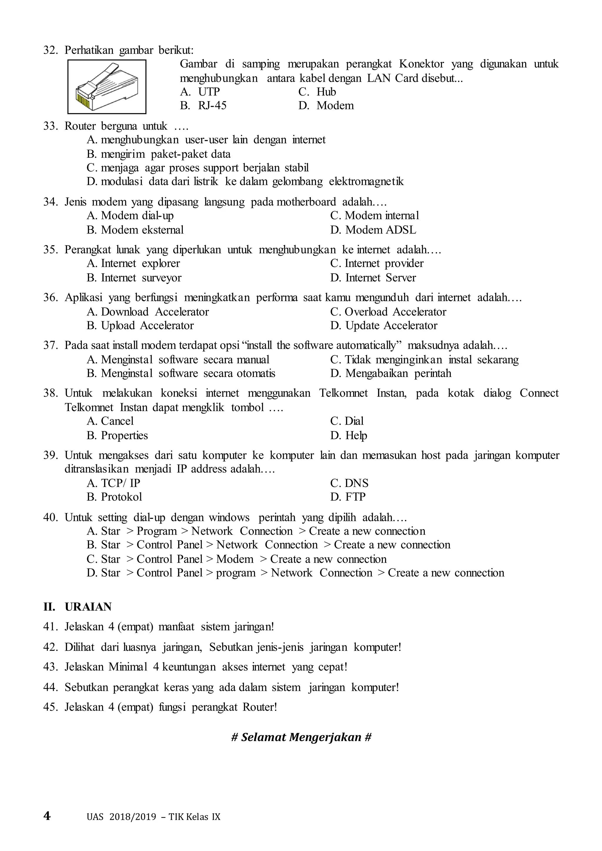 soal uas tik 9 k2006 | PDF