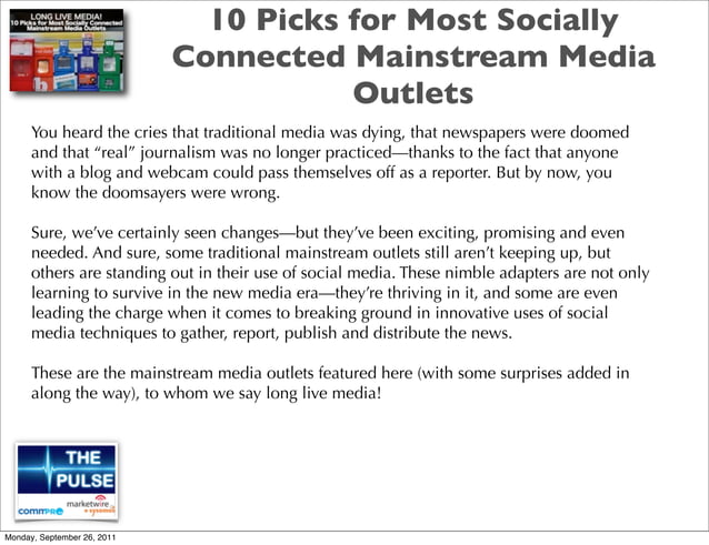10 Socially Connected Mainstream Media Outlets | PPT