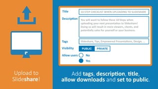 STOP! VIEW THIS! 10-Step Checklist When Uploading to Slideshare | PDF