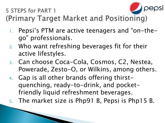 10-Step Plan of Pepsi Cola Philippines | PPT | Free Download