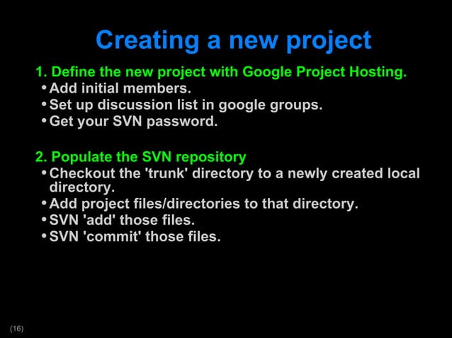 Introduction to Subversion and Google Project Hosting | PPT