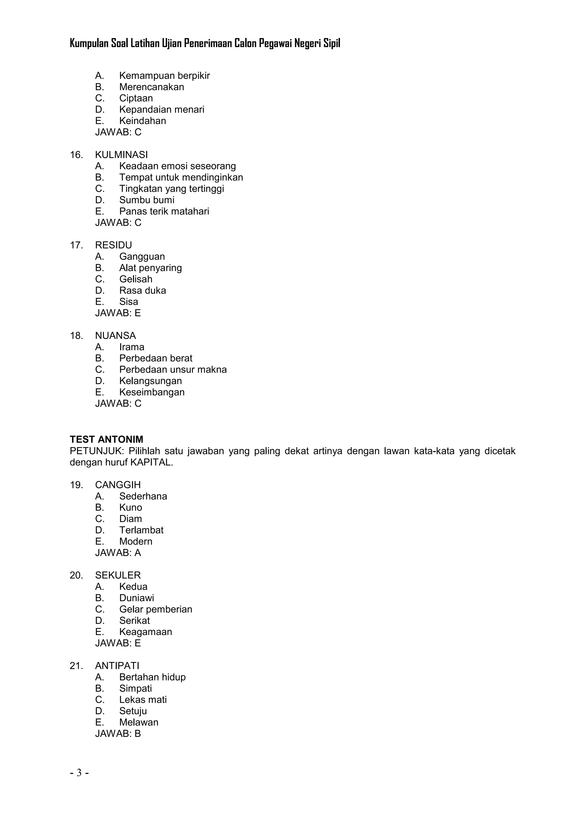 Soal Test Skolastik | PDF