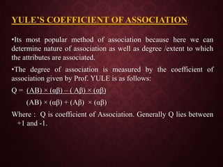 Theory of Association in Statistics | PPTX