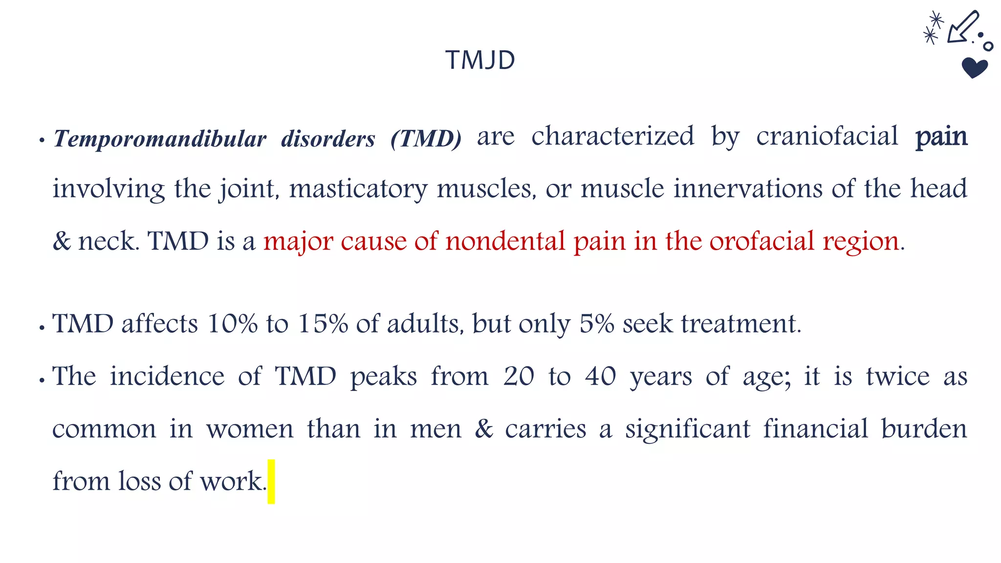 Temporomandibular joint disorders | PPTX