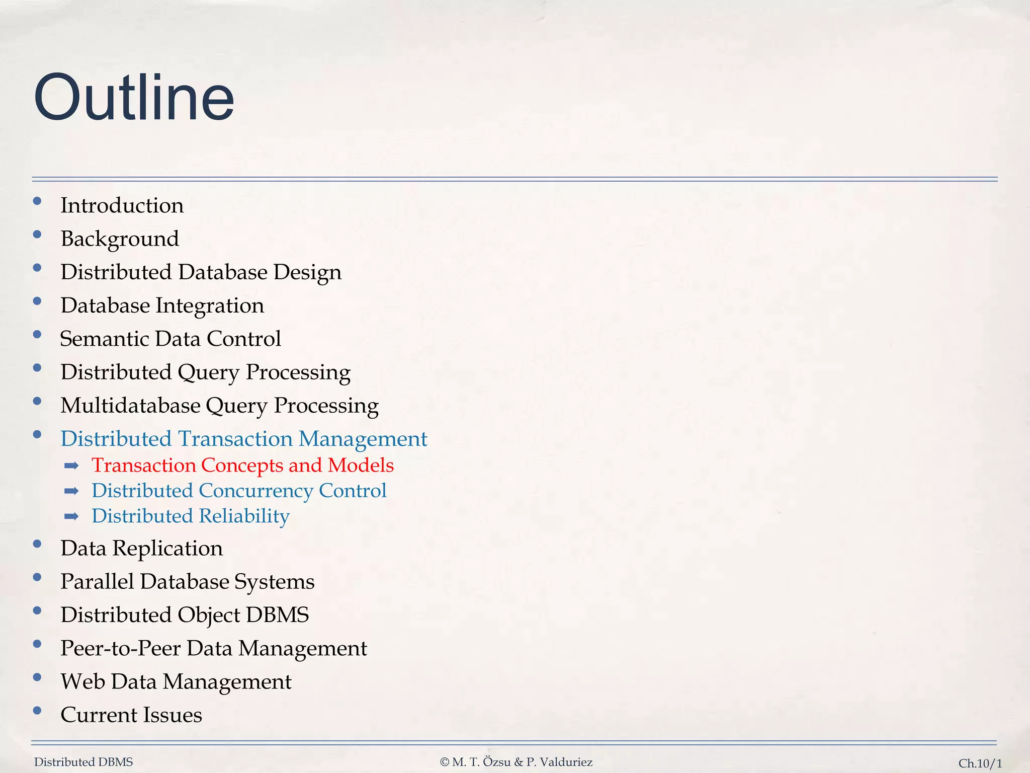 Distributed DBMS Chapter 10 Summary | PPT