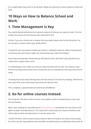 10 Ways On How To Balance School And Work | PDF