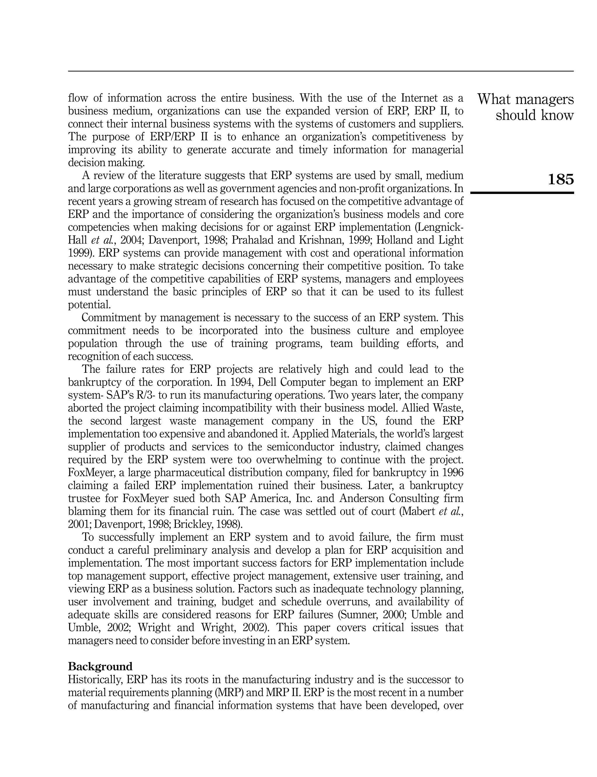 10. What Managers Should Know About Erp Erpii | PDF