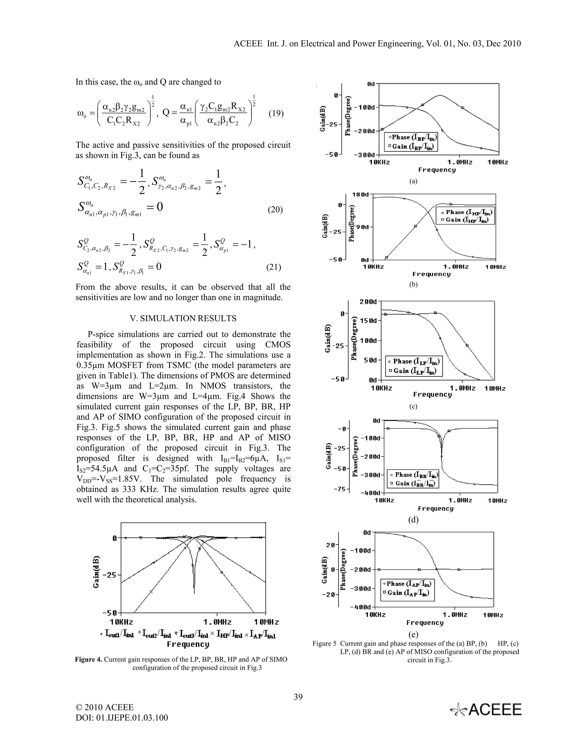 Electronically Tunable Current-Mode SIMO/MISO Universal Biquad Filter Using MOCCCCTAs | PDF