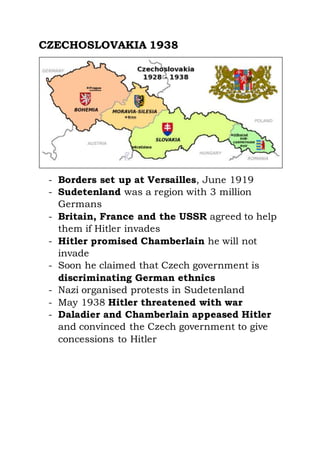 HISTORY IGCSE REVISION CARDS - 006. CZECHOSLOVAKIA 1938 | PDF
