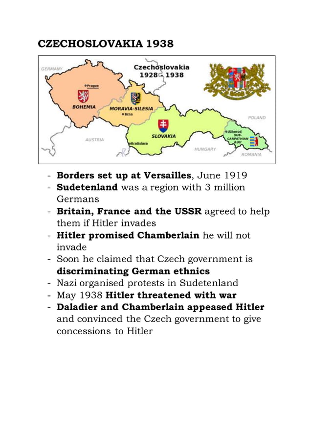 HISTORY IGCSE REVISION CARDS - 006. CZECHOSLOVAKIA 1938 | PDF