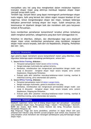 Silabus Training _"EXPORT-IMPORT (Perdagangan Internasional) & Kepabeanan". | DOCX